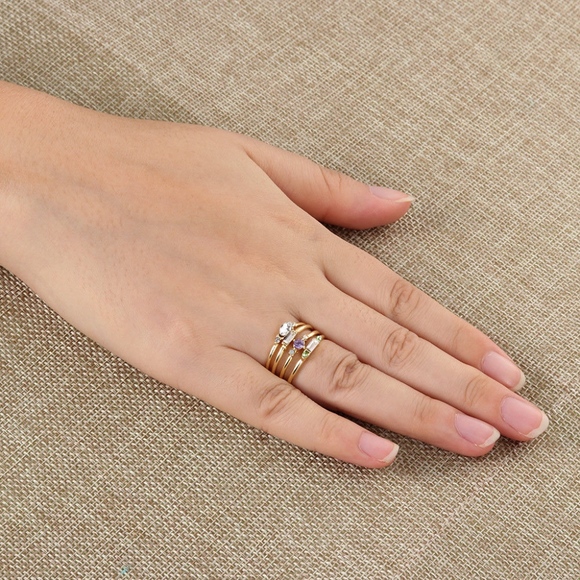 Jewelry | 4piece Gold Gemstone Fashion Ring Set Bundle | Poshmark
